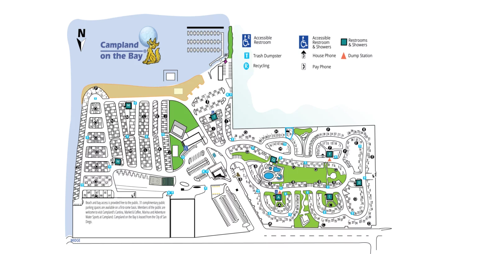 Resort Map for Campland on the Bay - RV Resort & Tent Camping